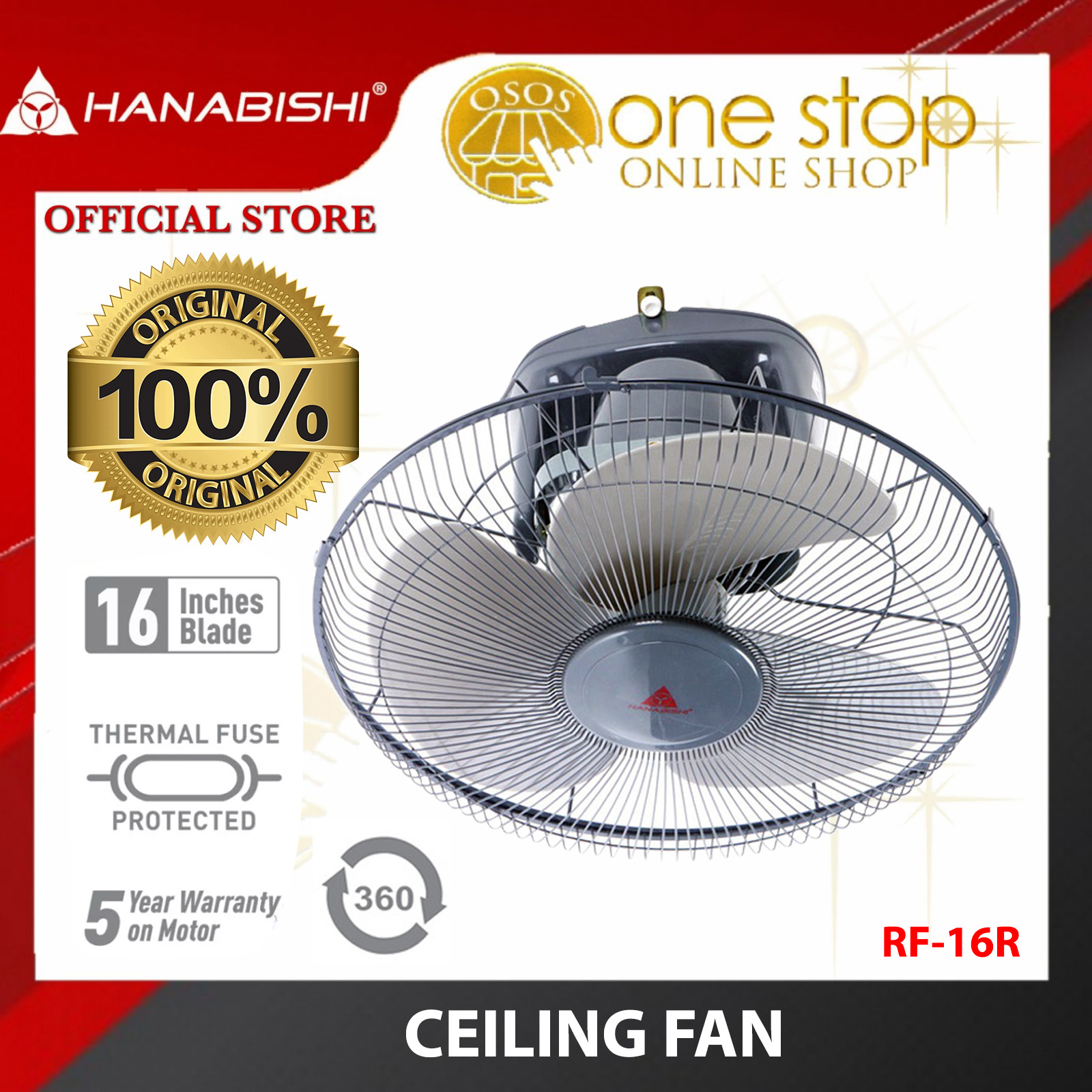 Hanabishi Original 16inch Rotator Fan | Ceiling Fan | Electric Fan RF ...