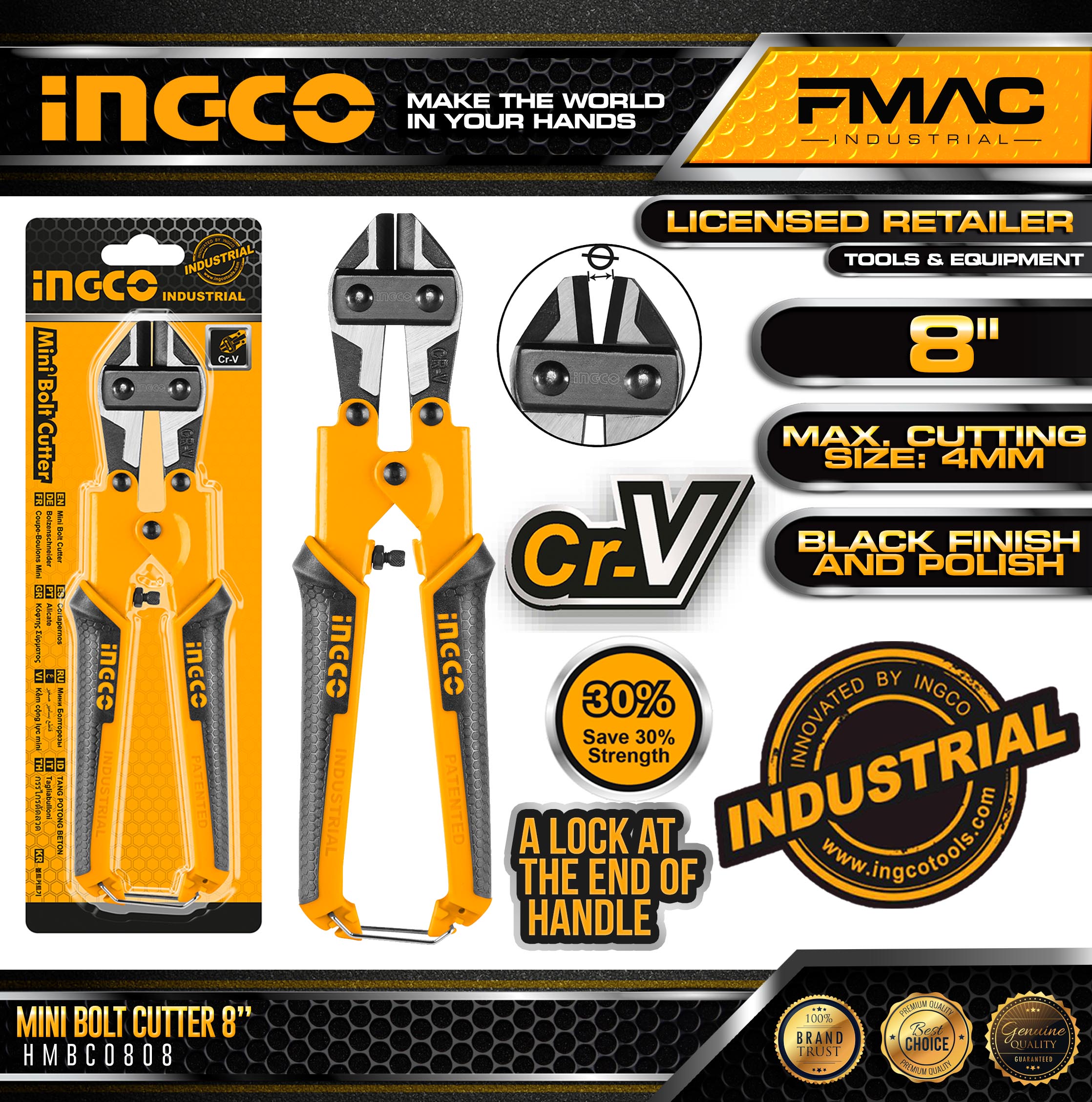 INGCO Industrial Mini Bolt Cutter / Wire Mesh Cutter 8" HMBC0808 FMAC⭐⭐ ...