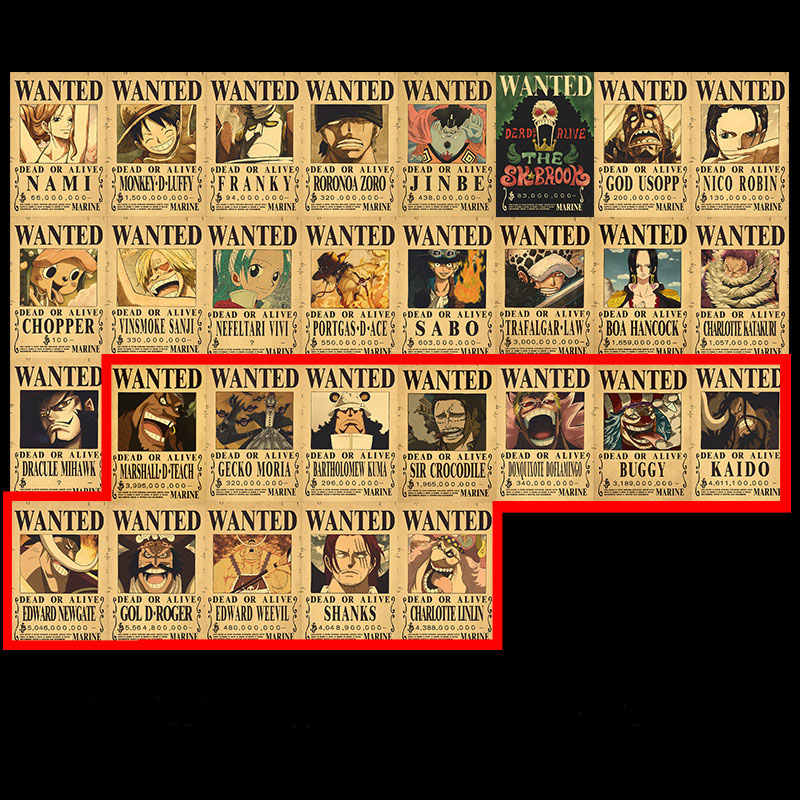 Anime One Piece Wanted Order 29 Sets Wanted Order Poster Wall ...