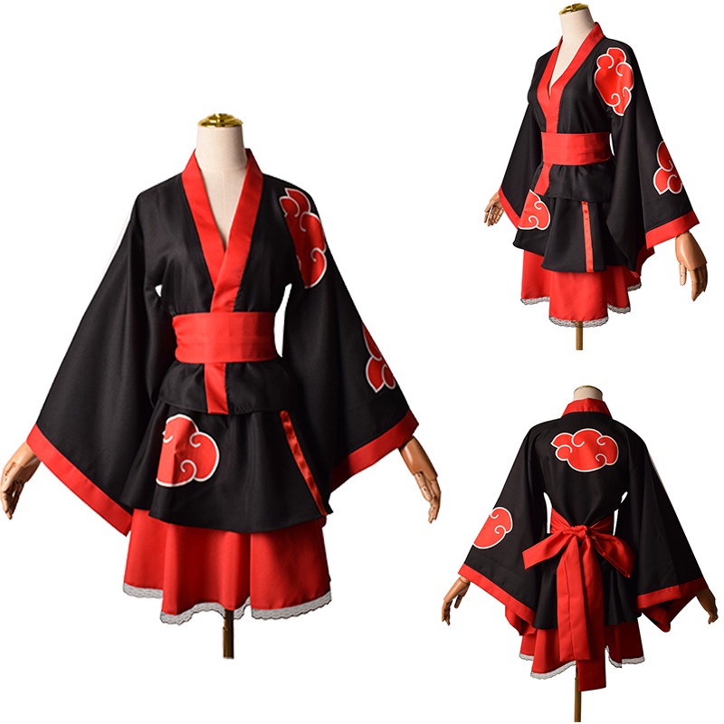 Naruto Cosplay Kimono Dress Long Sleeve Tops Skirt Costume Anime ...