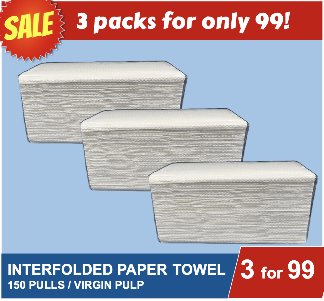 3 FOR 99 Interfolded Paper Towel 150 pulls VIRGIN PULP [Paper Towel ...
