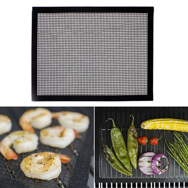 BBQ Grill Grid Mat Non-Stick Mesh Matts Barbeque Reusable Baking Net ...