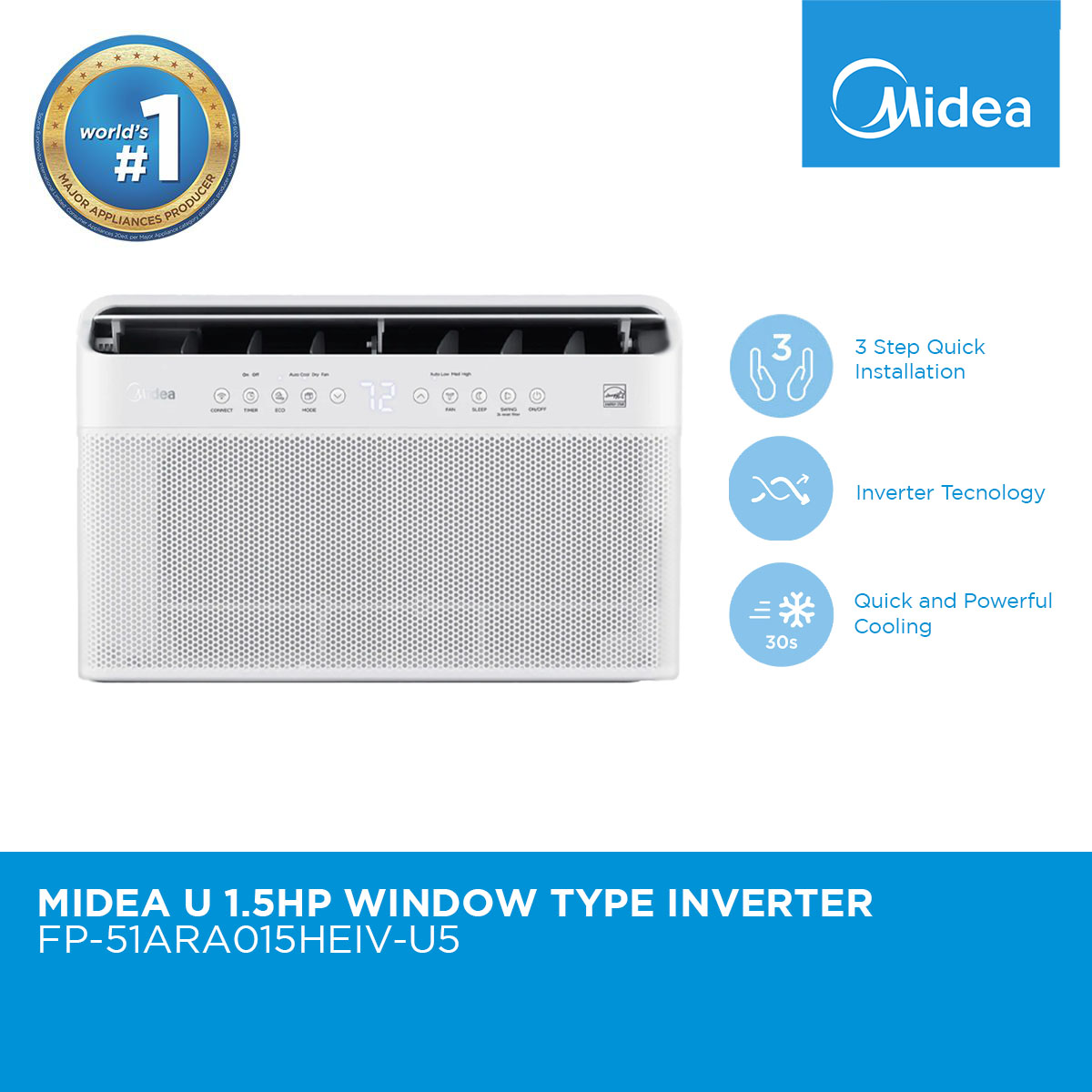 Midea U-Shape 1.5hp Window Inverter Aircon | Lazada PH