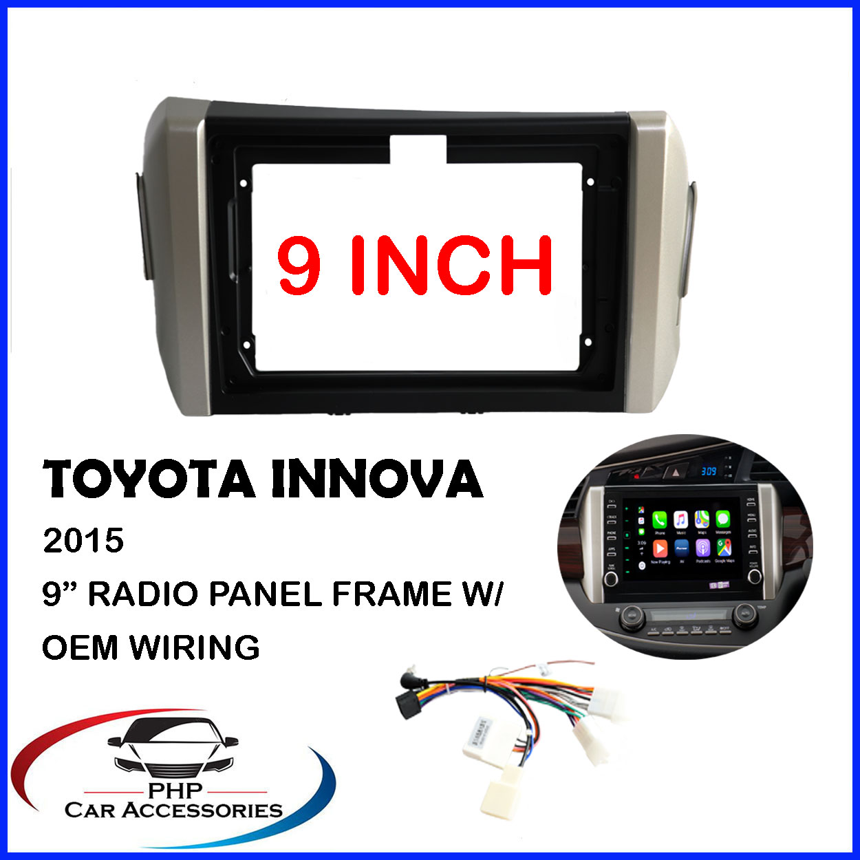 9 Inch Car Fascia for Toyota Innova 2015 Head Unit Fascia Radio Frame ...