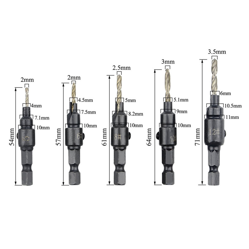 55 PCS HSS 4241 Countersink Cone Drill Bit Set and High Speed Steel HSS ...