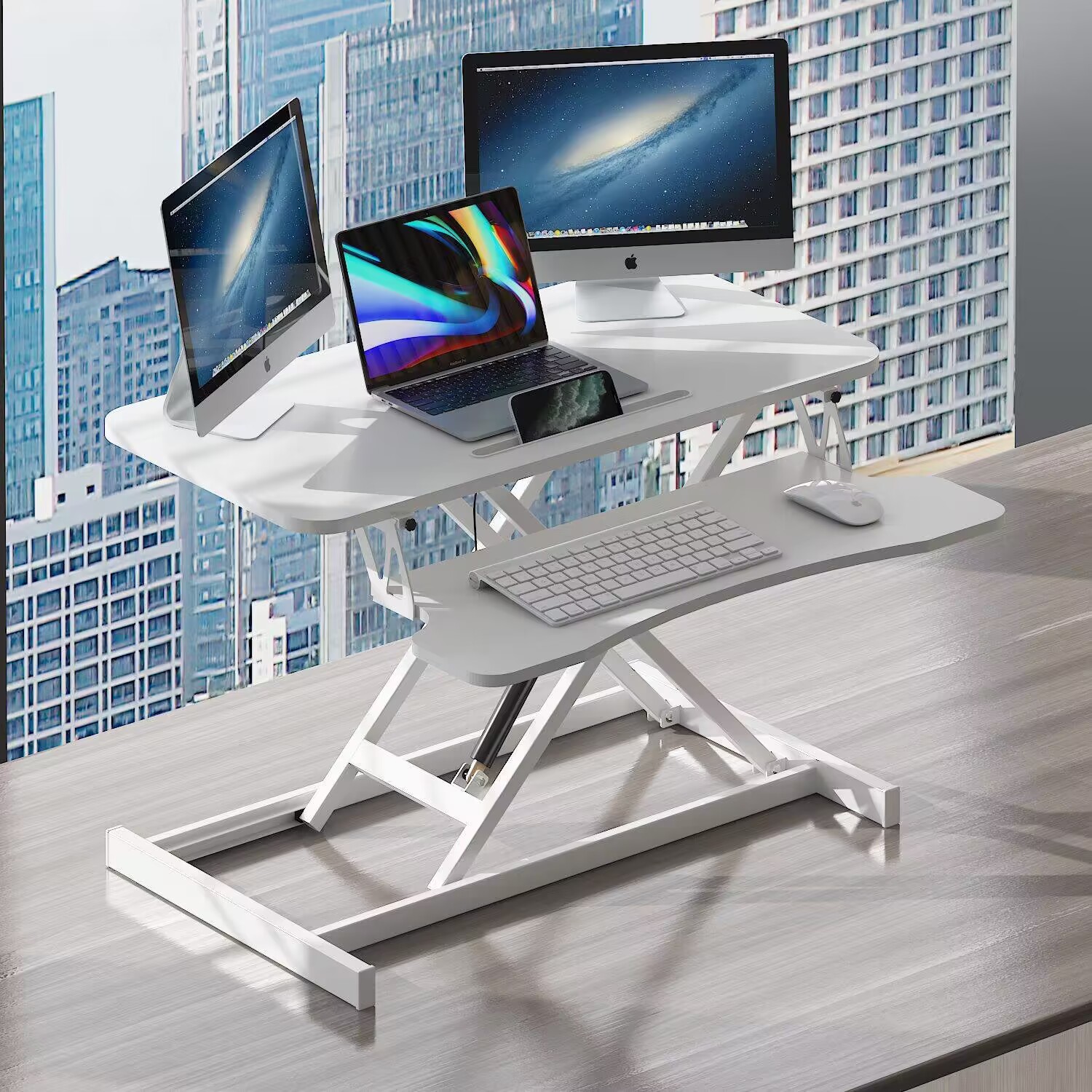 Adjustable Ergonomic Sitting Standing Convertible Desk Workstation ...