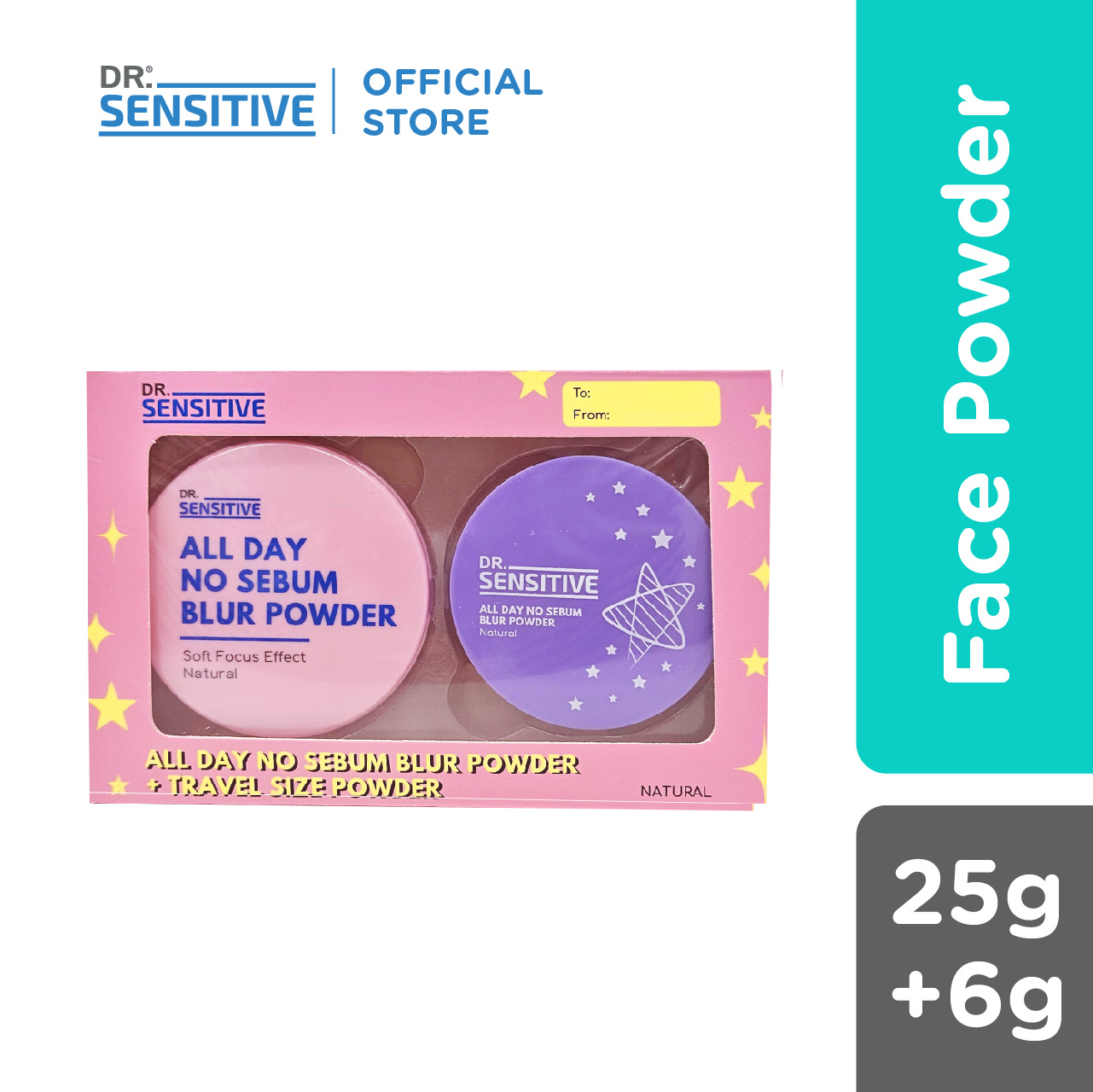 Dr. Sensitive All Day No Sebum Blur Powder NATURAL 25g + Travel Size ...