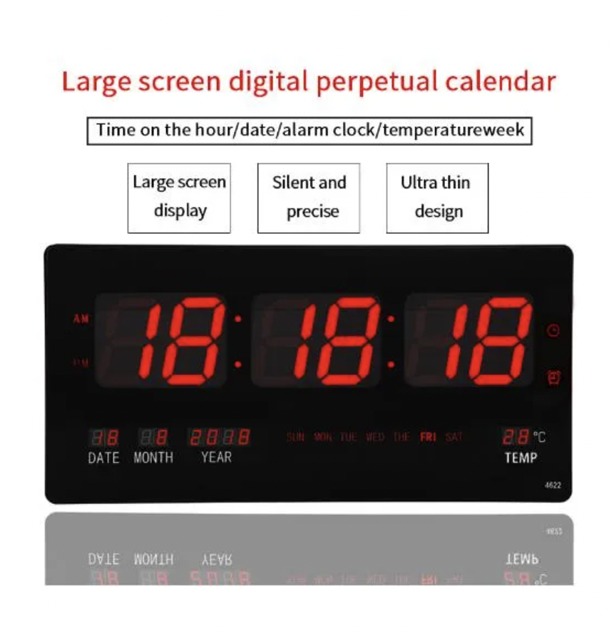 15/18inches Large Digital Display LED Wall Clock (Black) | Lazada PH
