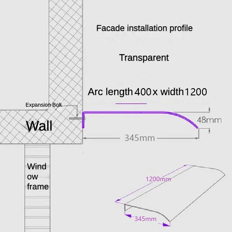 Outdoor Transparent Invisible Canopy PC Board Transparent Mute Canopy ...