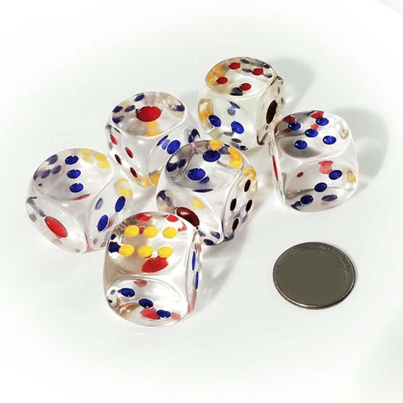 25mm Jumbo Dice with Colored Dots,6-Sided Transparent Dice,Fun Six ...