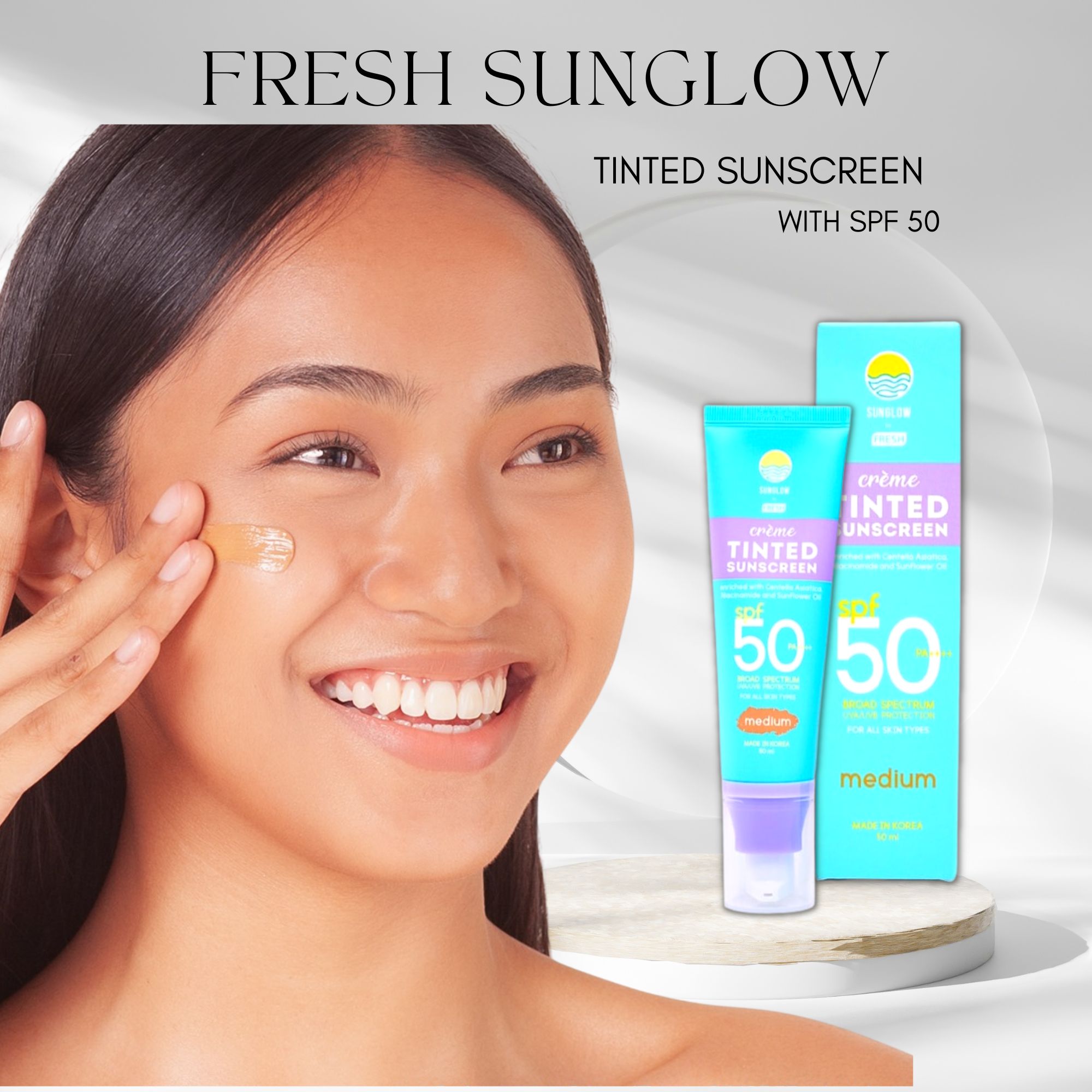 FRESH SKINLAB SUNGLOW CREME TINTED SUNSCREEN DEEP 50ML WITH NIACINAMIDE ...