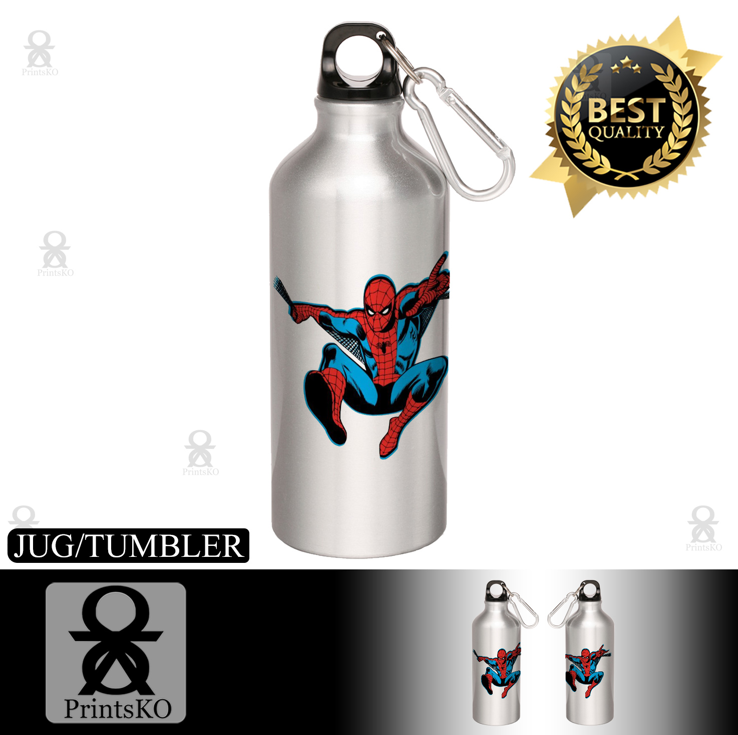 Aluminum Sports Water Bottle/ Sports Jug with Spiderman - Web Swing ...