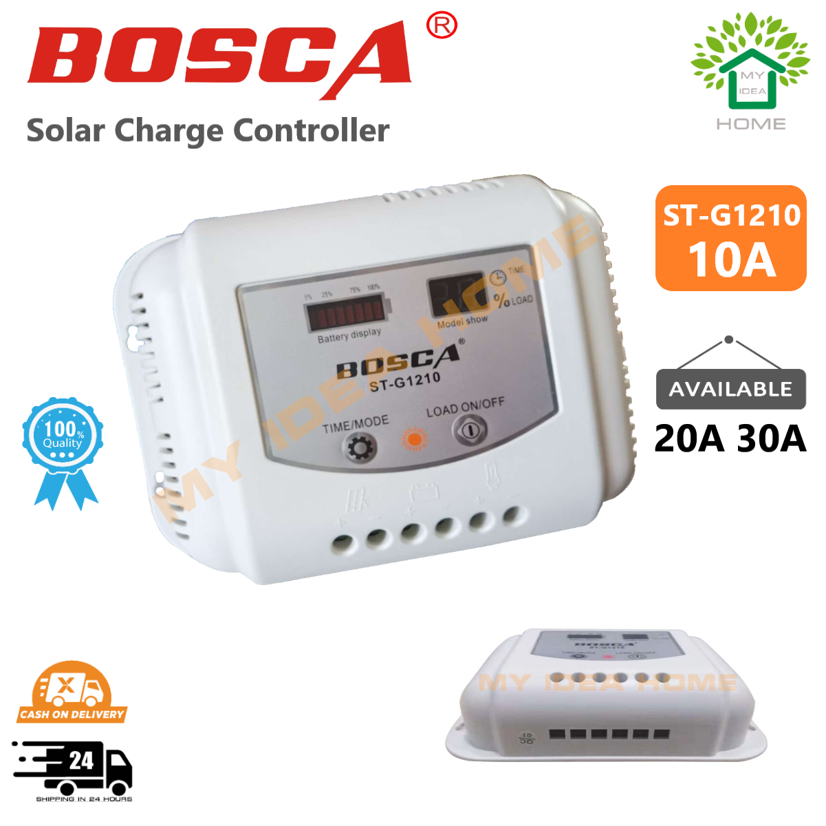 Bosca Solar Charging Controller with Battery Display and Time DC 12/24V ...