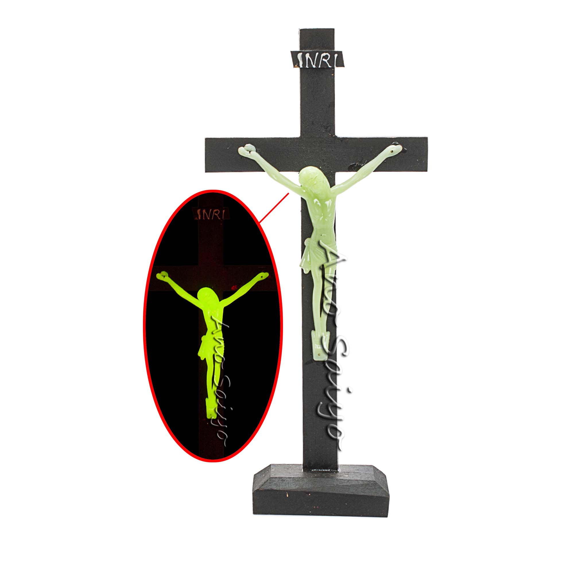 AnoSaiyo Crucifix with Stand for Altar Luminous Glow in the Dark Cross ...