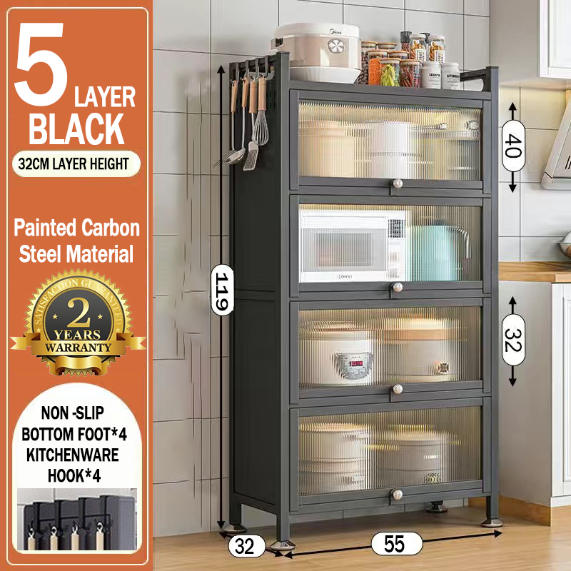 4/5 Layers Kitchen Rack Organizer Shelf Cabinet Dustproof with ...