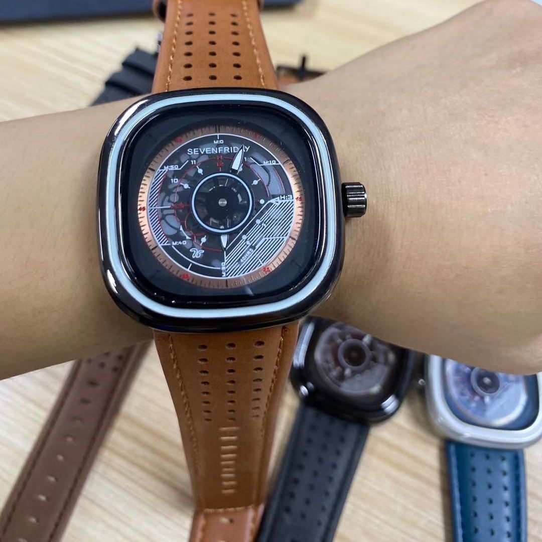 Web celebrity big dial watch men square pointer electronic watch seven ...