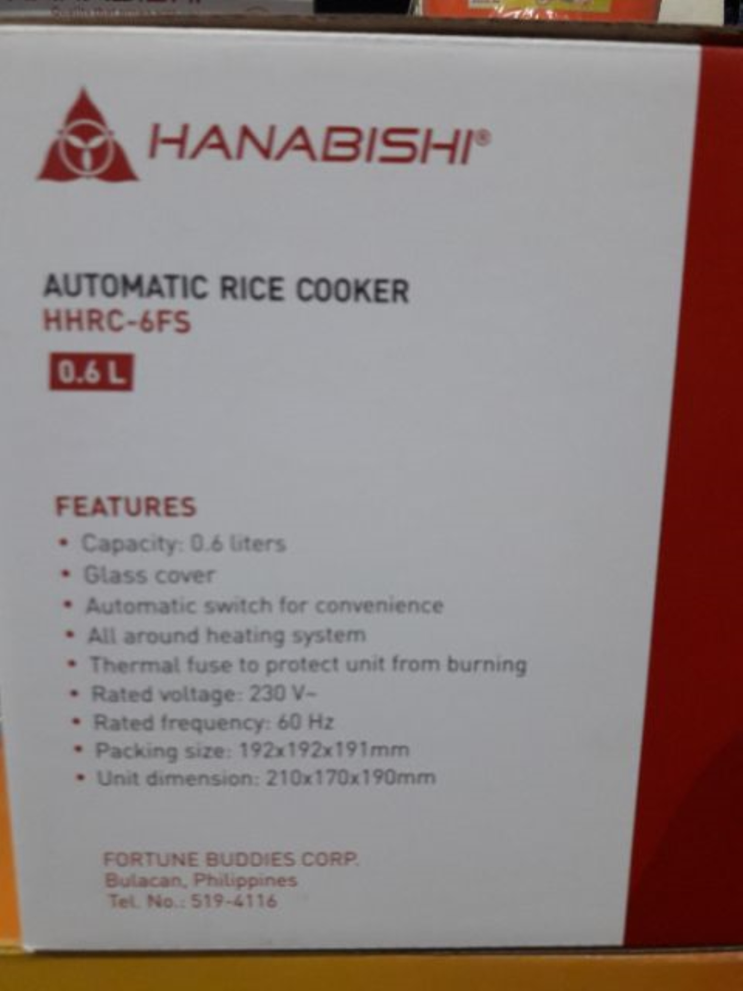 Hanabishi Rice Cooker HHRC-6FS | Lazada PH