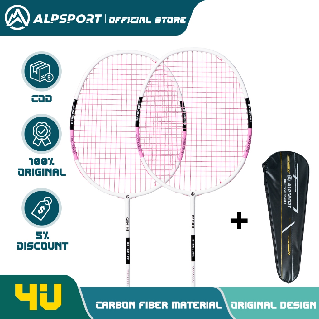 ALPSPORT GEMINI 4U 28lbs G5 Professional Sports Badminton Racket Set ...
