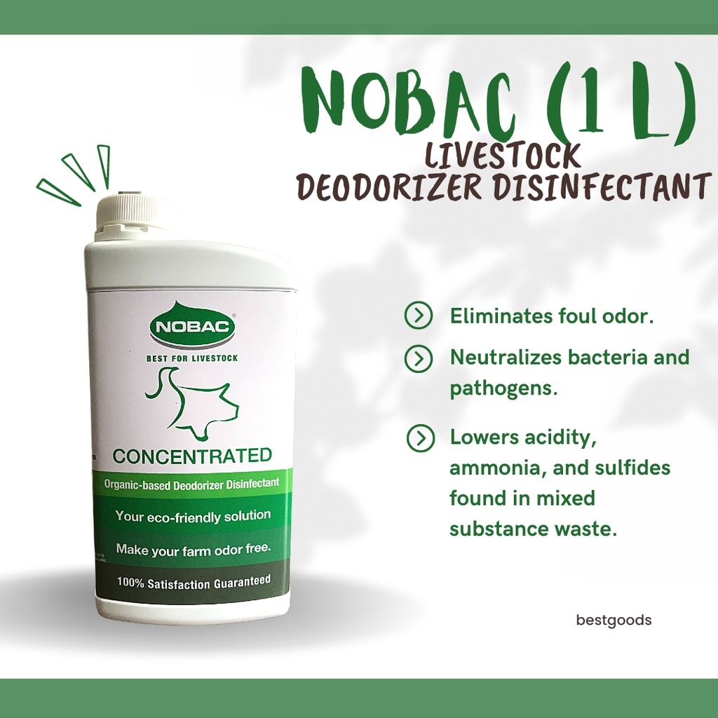 1 LITER NOBAC ORGANIC BASED DEODORIZER AND DISINFECTANT (Long Expiry ...