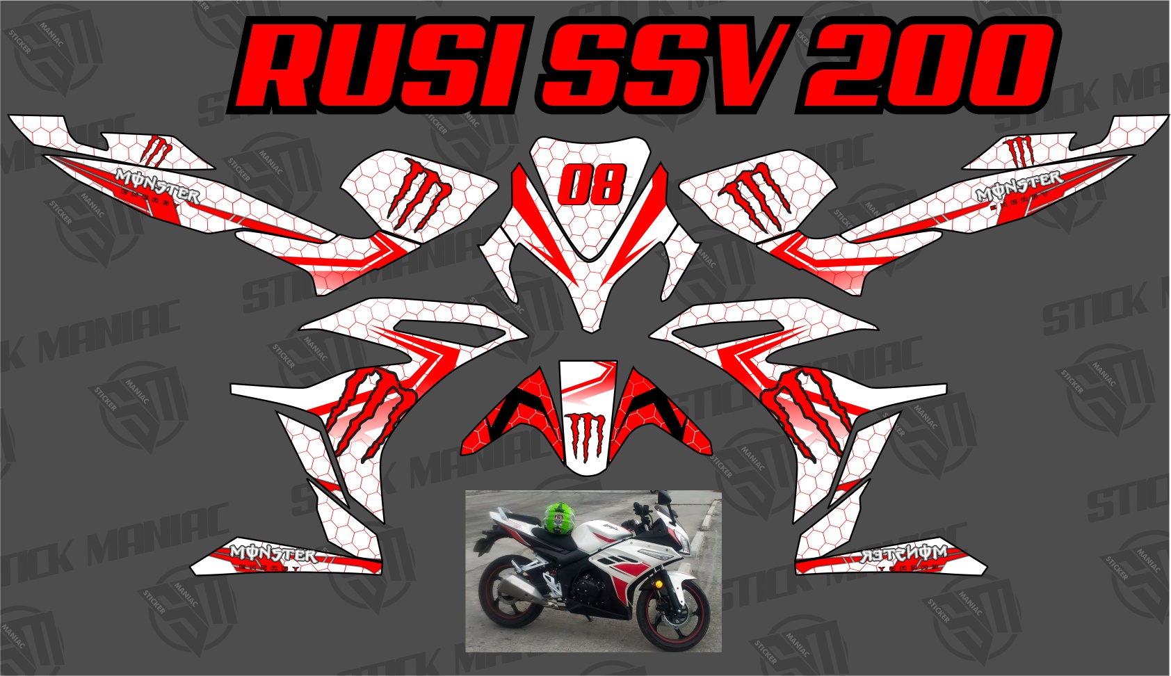 Rusi Gazelle, Rusi SS-v200 full body decals | Lazada PH