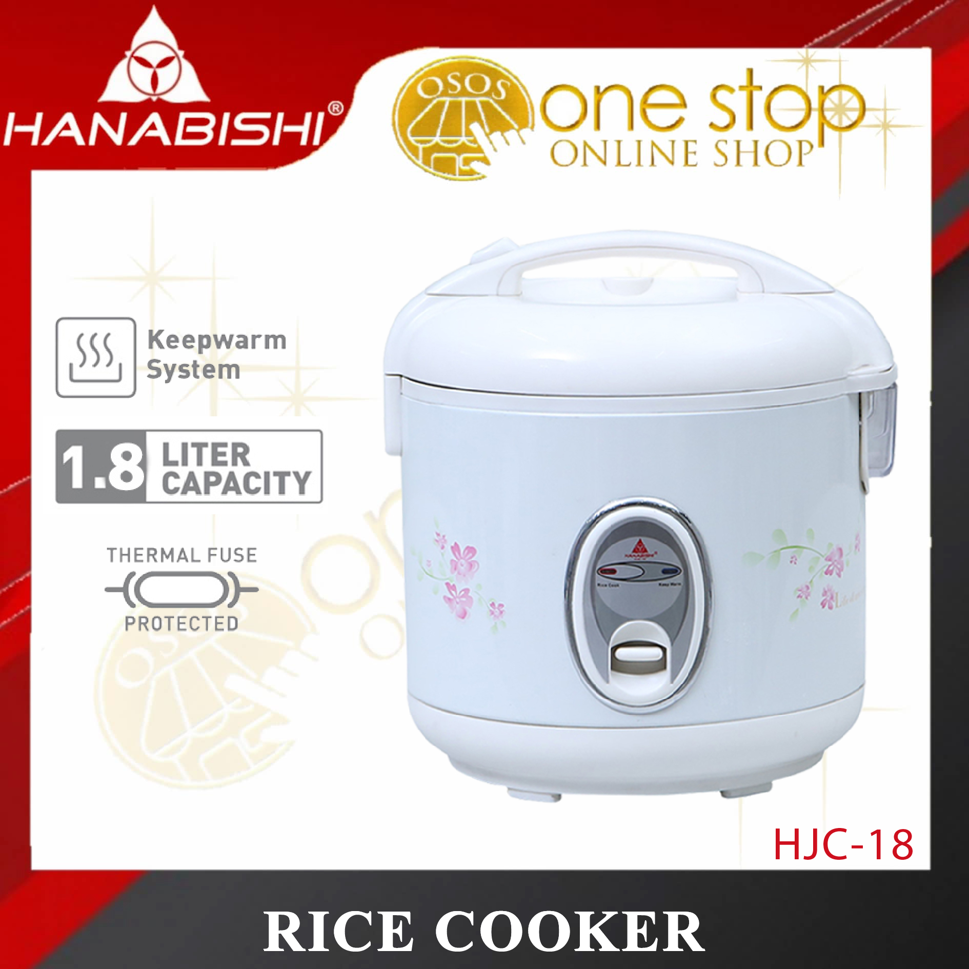 Hanabishi Original Jar Type Rice Cooker 1.8L serves 10 persons w ...