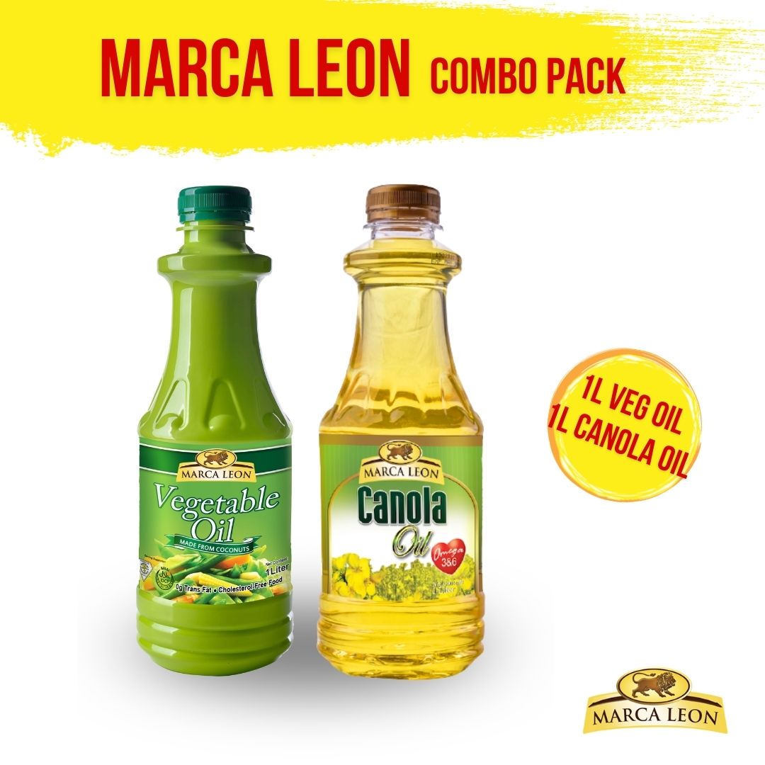 Marca Leon Vegetable Oil 1L PET Bottle + Canola Oil 1L PET Bottle Combo ...
