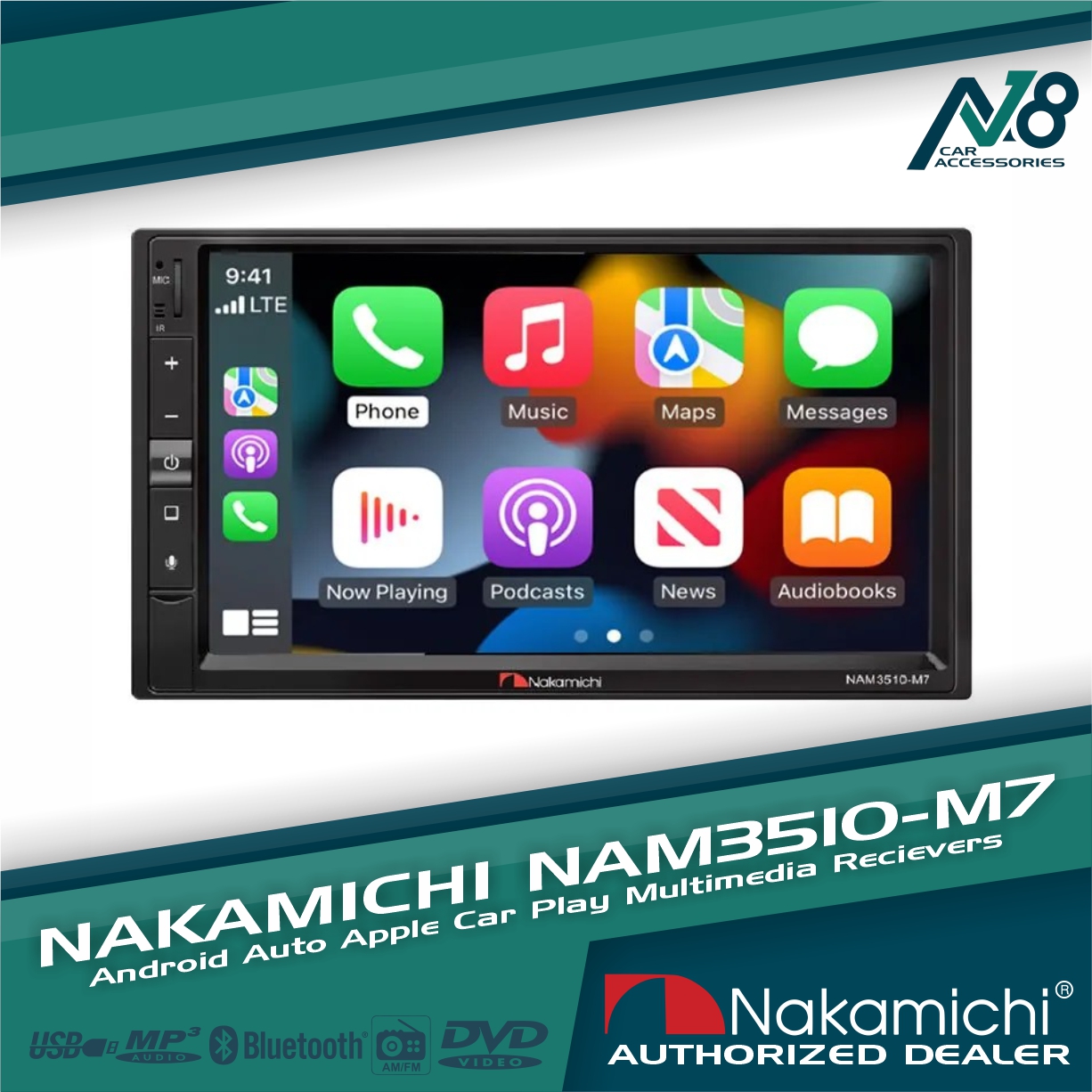 Nakamichi NAM3510-M7 Android Auto, Apple Car Play, DSP, Time Alignment, Multimedia Receiver 2DIN ...