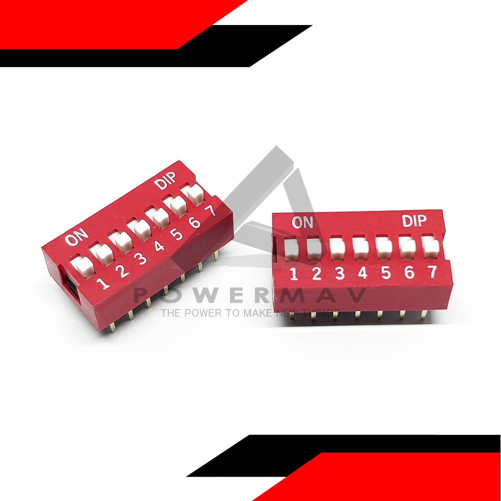2pcs 7 way dip switch 7 position slide red micro small switch 2.54mm ...