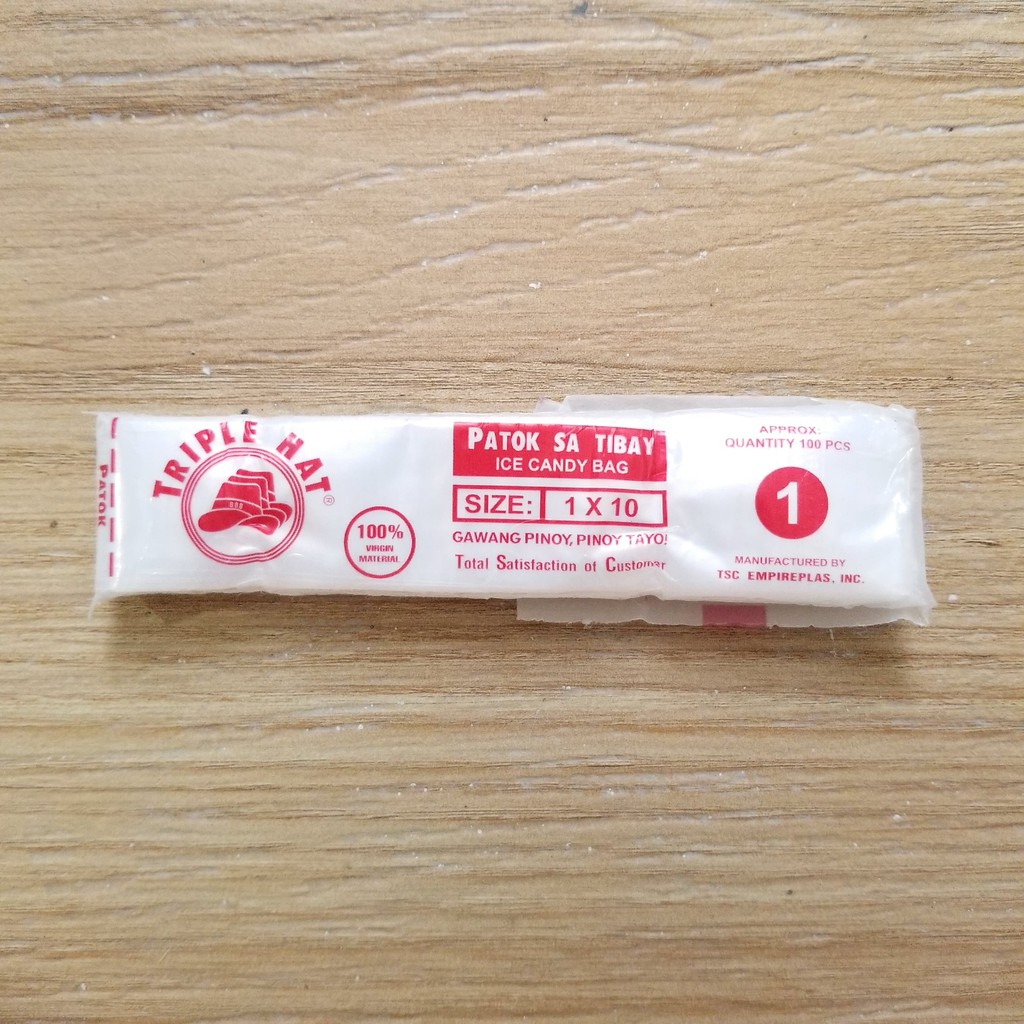 Plastic Shure Triple Hat Ice Bag Patok Ice Candy Sugar Bag Plastic ...