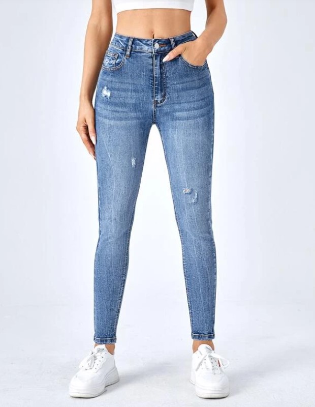 Ripped Moustache Effect Skinny Jeans | Lazada PH