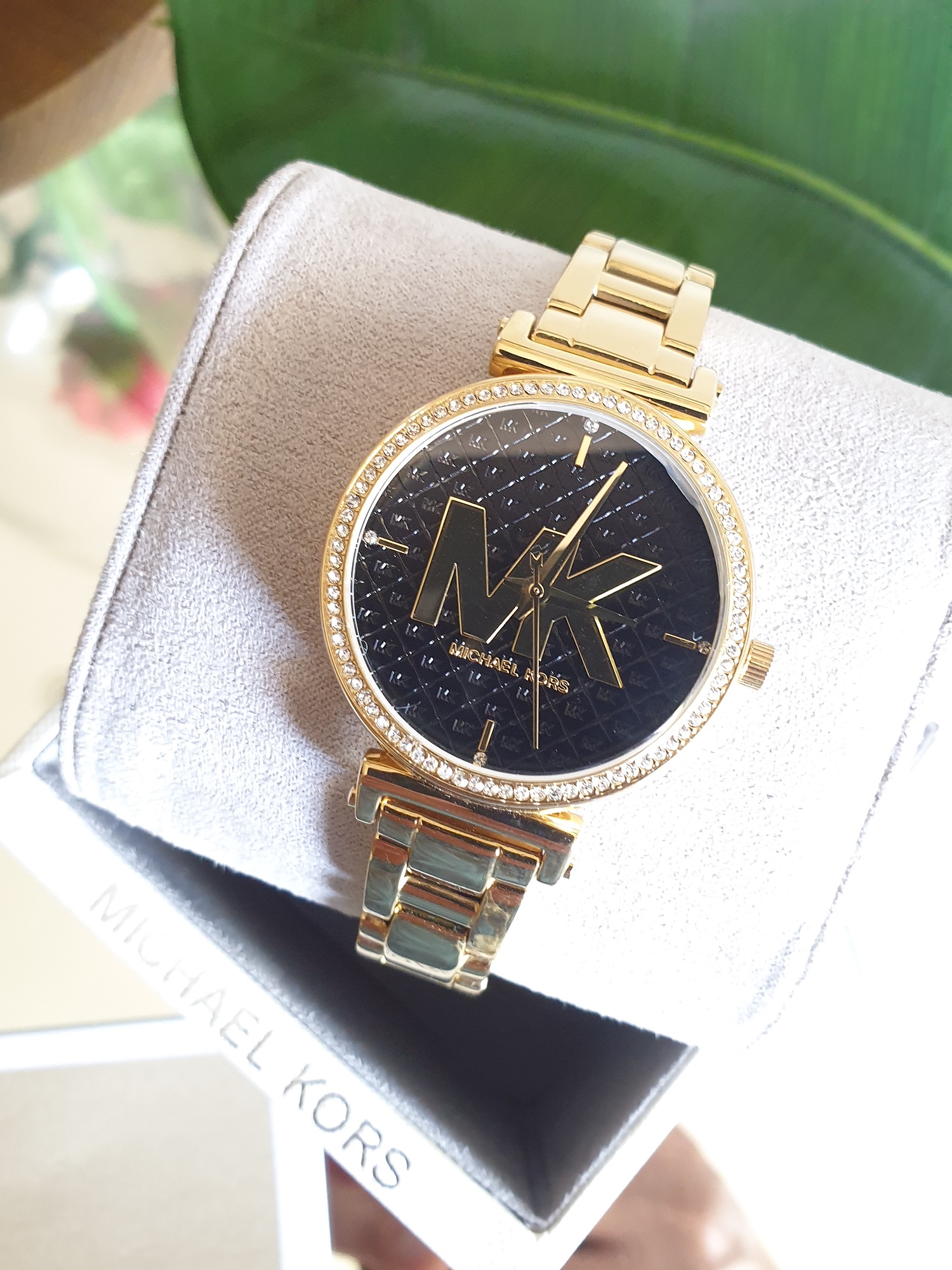 Guaranteed Michael Kors Sofie MK4334 Three-Hand Gold , Black Dial with ...