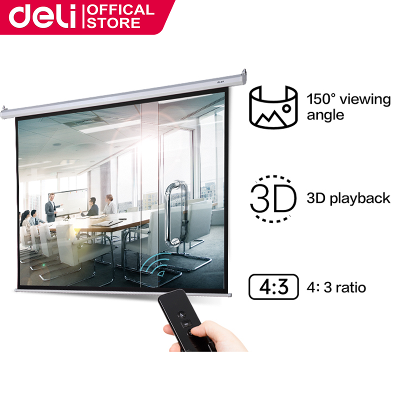 Deli Projector Screen with Remote 120inches 16:10 E50443-EU（white ...