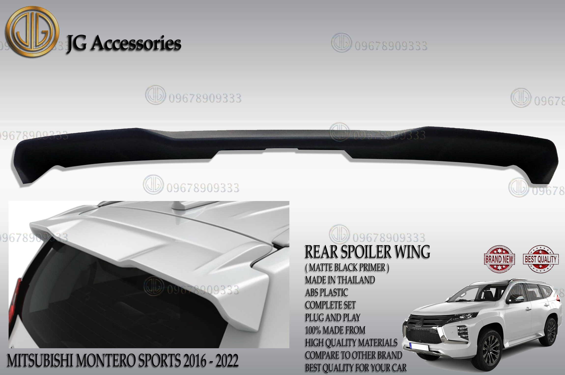 MITSUBISHI MONTERO SPORTS 2020 2021 2022 REAR SPOILER WING MATTE BLACK ...