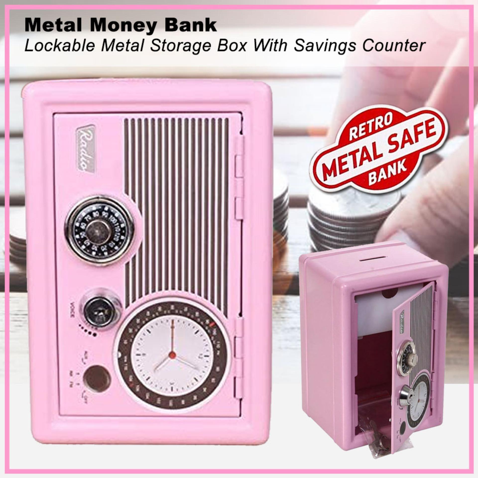 Homy&Cozy Metal Safe Coin Bank Locker Safe Vault with Key Lock Retro ...