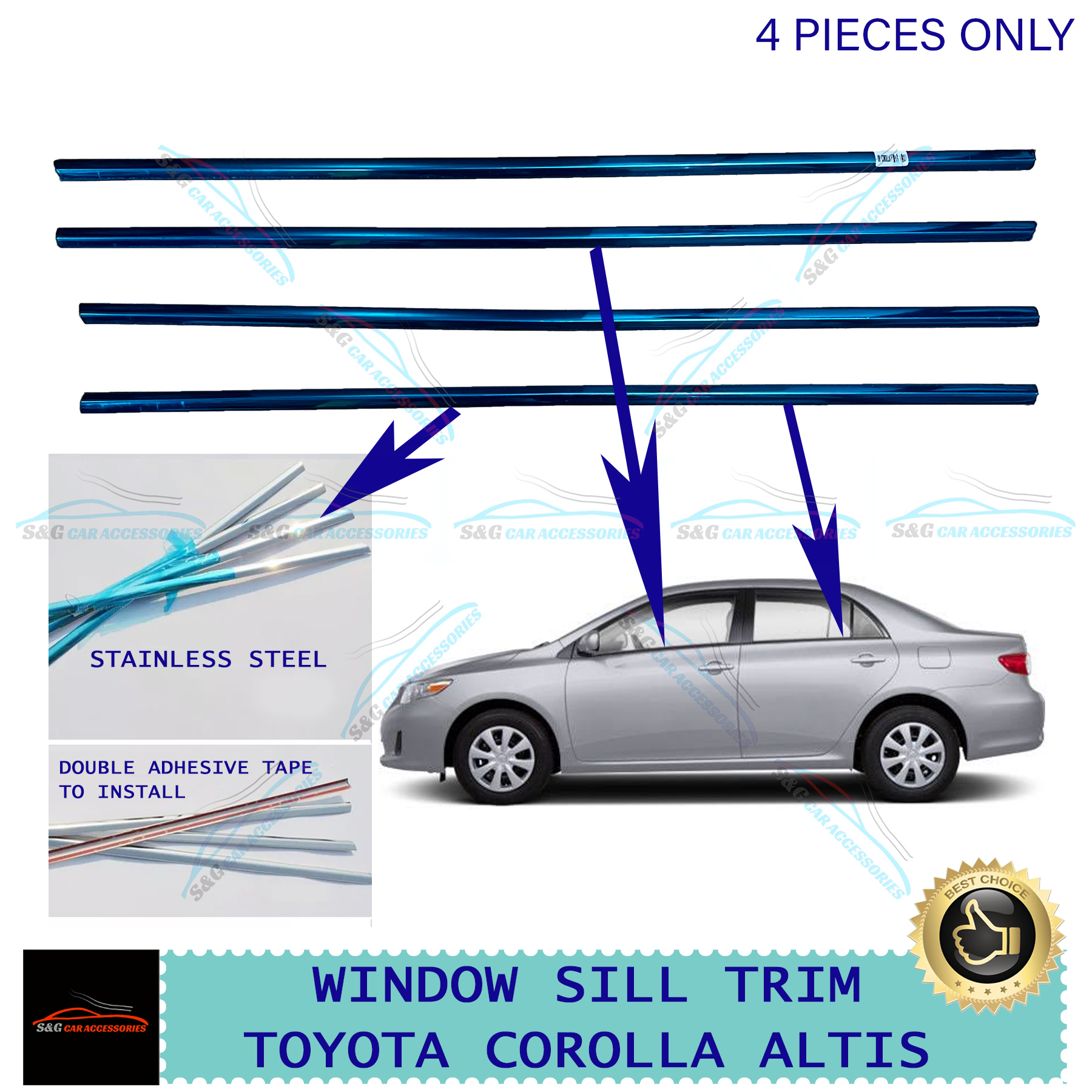 Toyota Corolla Altis 2008, 2009, 2010, 2011, 2012, 2013 Stainless Steel ...