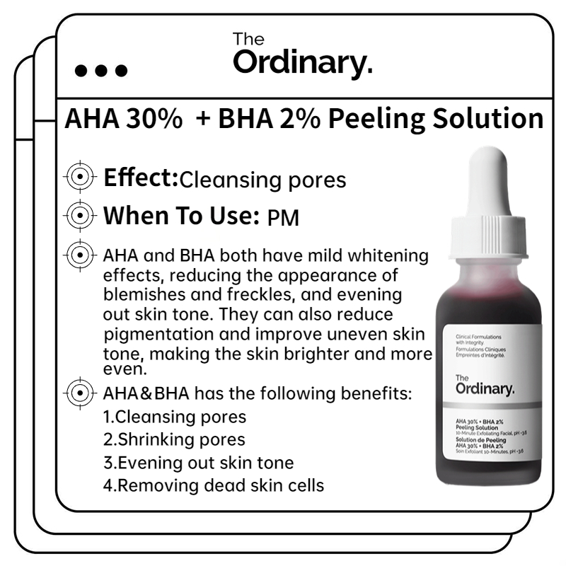 The Ordinary AHA 30% + BHA 2% Peeling Solution Serum reduce blackheads ...