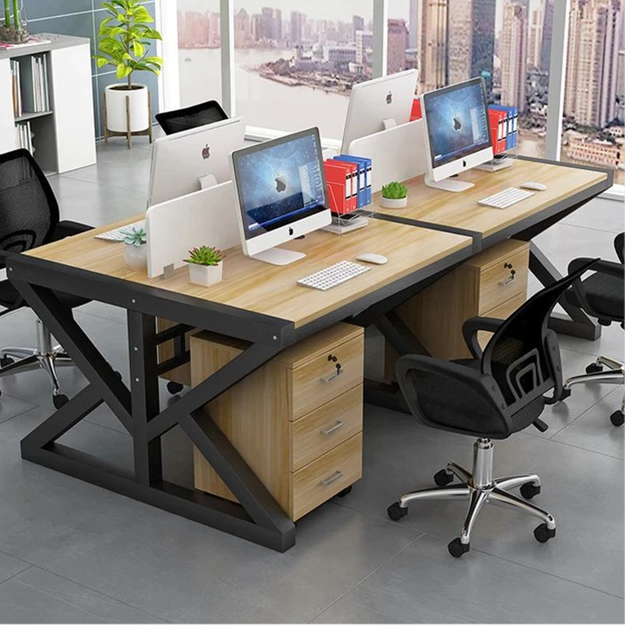 Kruzo DOPPEL Minimalist Double Computer Desk Home Office Study Work ...