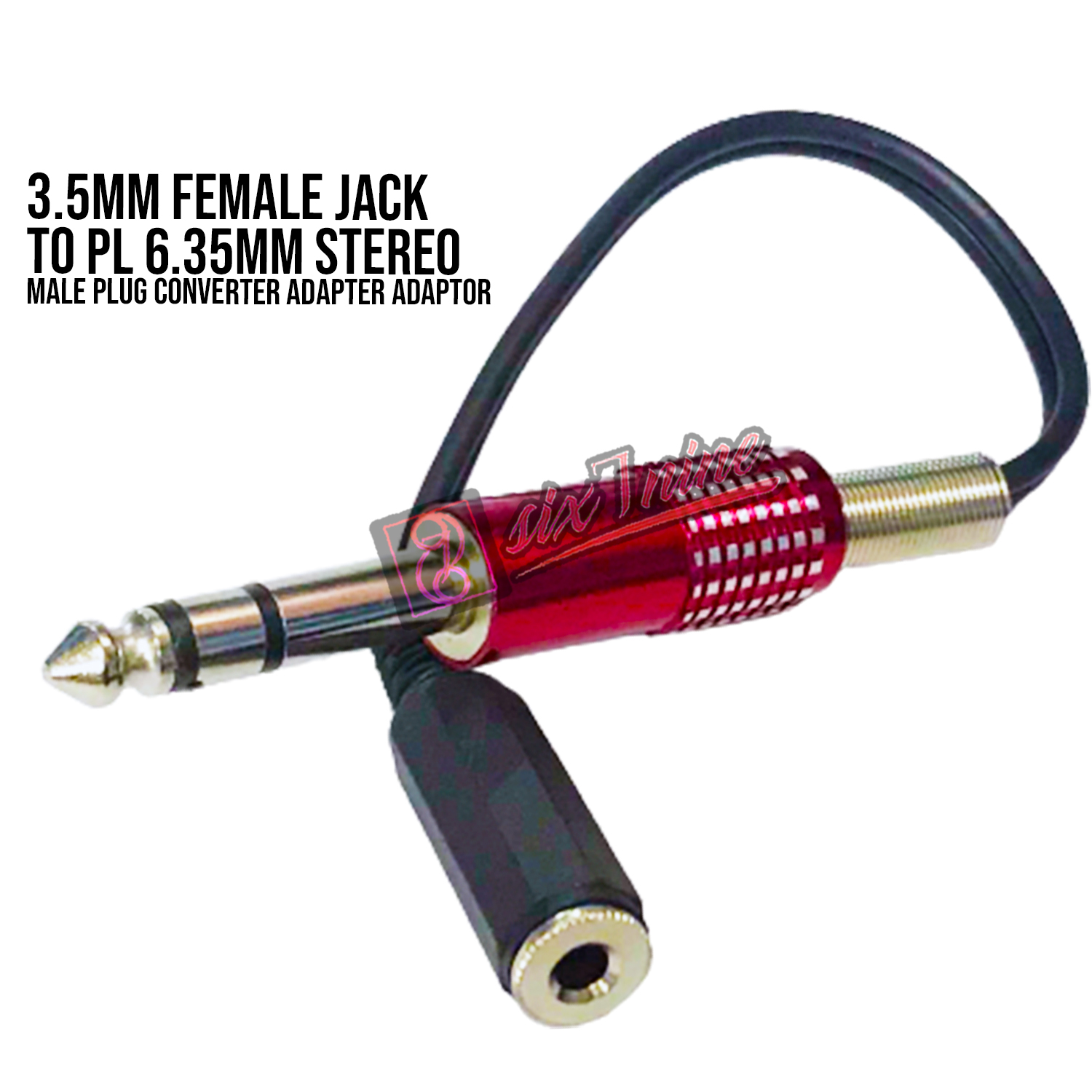 3.5mm Female Jack to PL 6.35mm Stereo Male Plug Converter Adapter ...