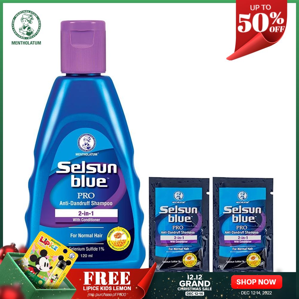 Selsun Blue Pro Anti-Dandruff Shampoo 120ML With 2Pcs Pro Anti-Dandruff ...