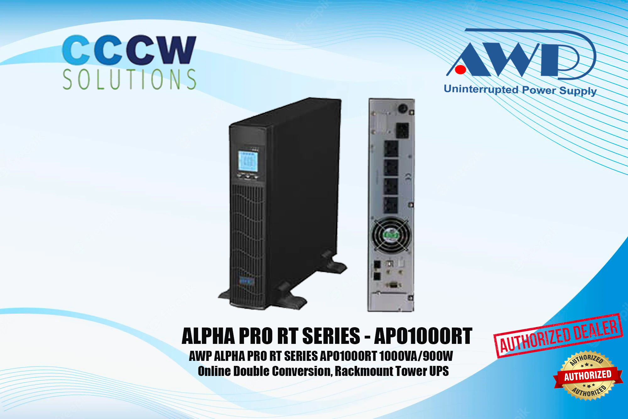 AWP ALPHA PRO RT SERIES APO1000RT 1000VA/900W Online Double Conversion ...
