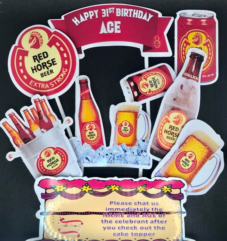 Red Horse CAKE TOPPERS with personalized name at age. | Lazada PH
