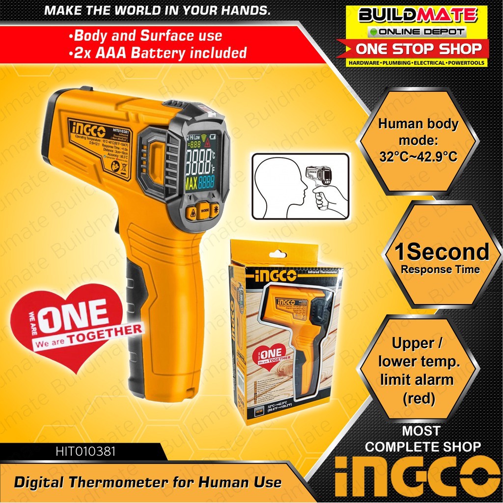 INGCO Infrared Digital Thermometer Thermal Scanner Body and Surface ...