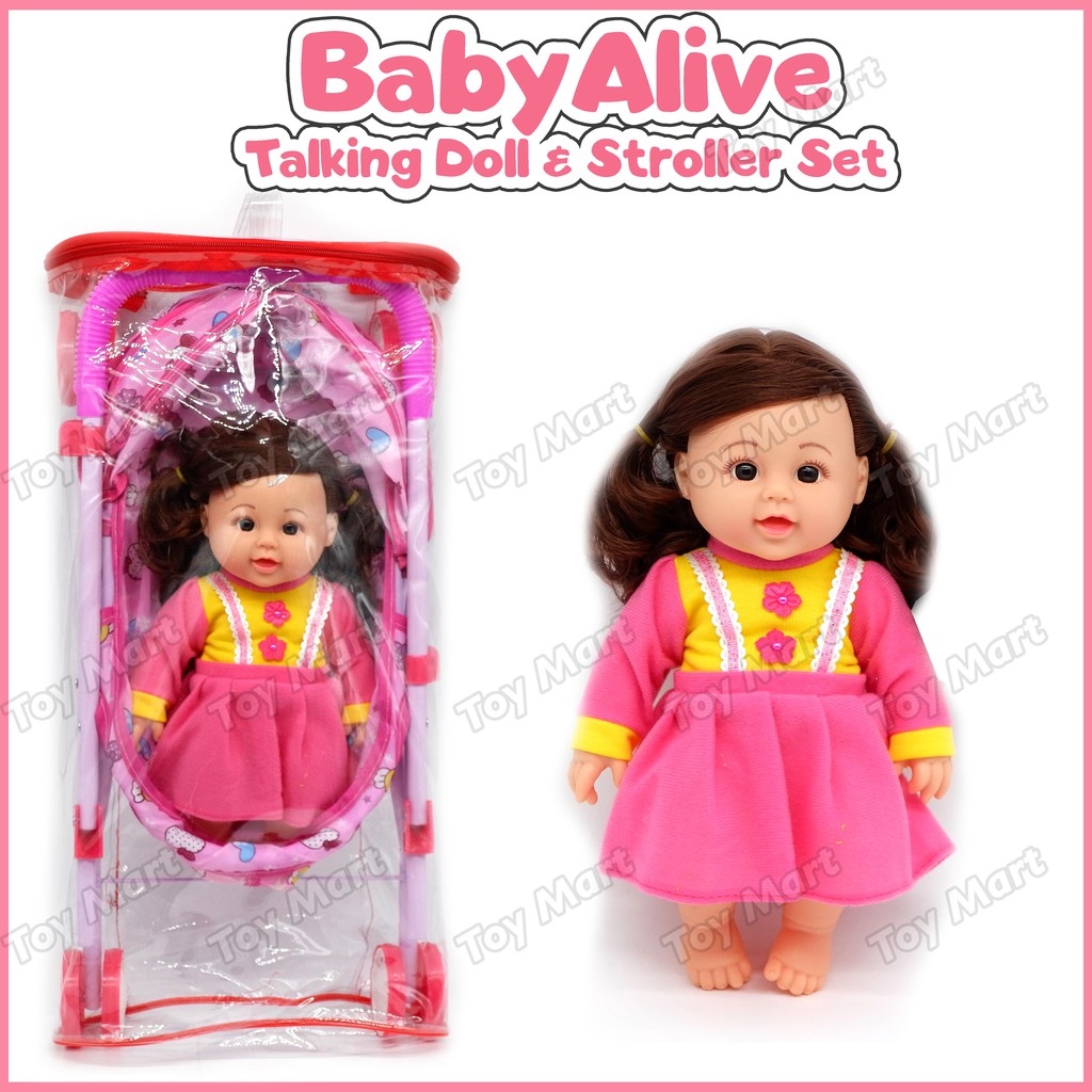 Baby Alive! Talking Baby Silicone Doll with Stroller Play Set Stroller ...