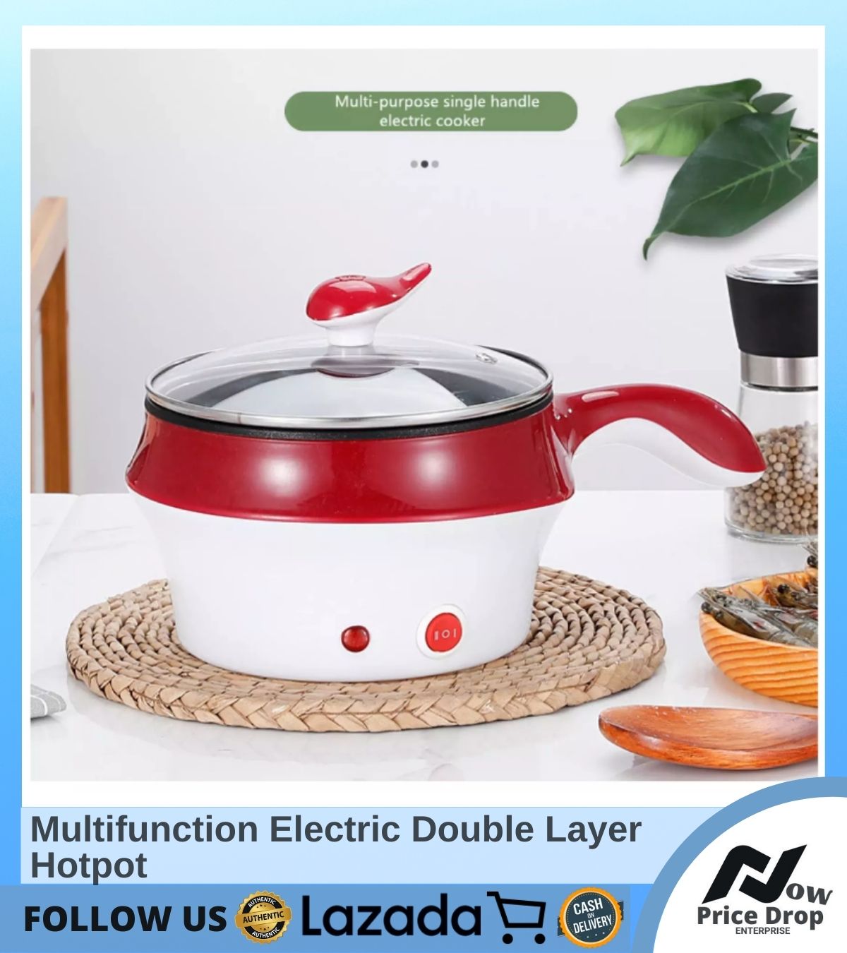 NOW PRICE DROP- 2-layer Mini Stainless Electric Cooking Pot Noodle ...