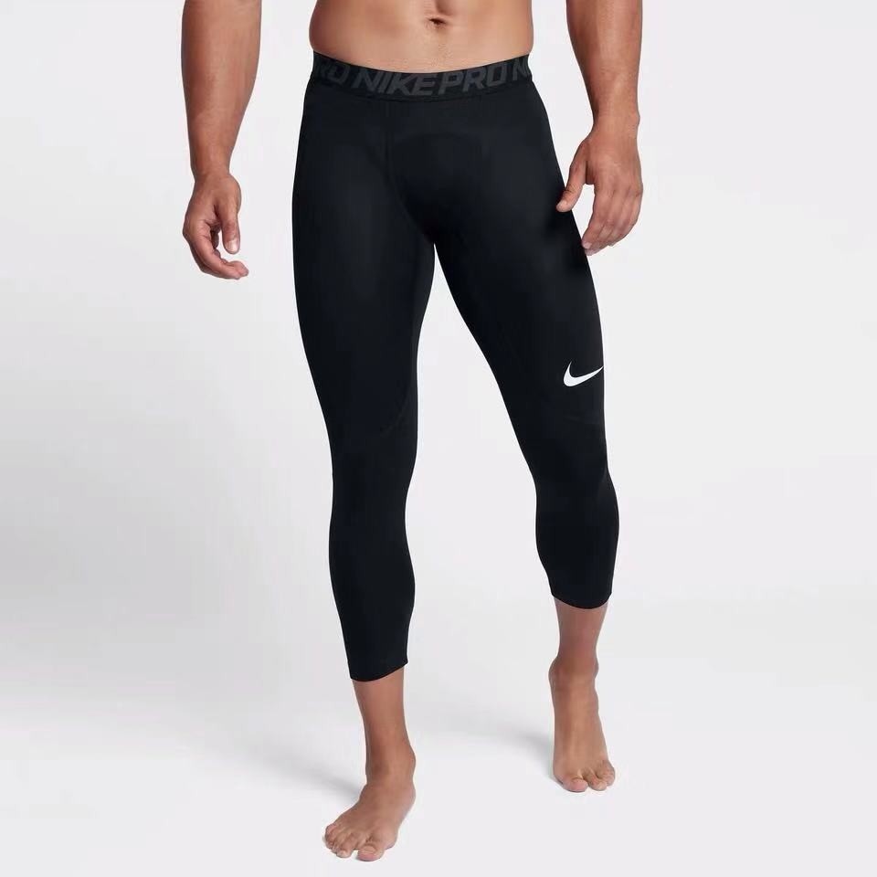 Men's Tranning Compression Dry-Fit Tights 3/4 Pants White 7808 High ...