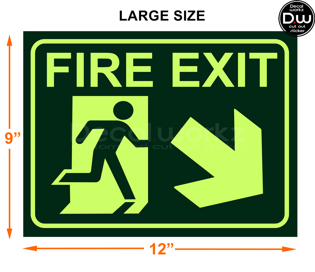 Luminous Fire Exit Sign Large Emergency Exit Glow in the Dark Cut Out ...