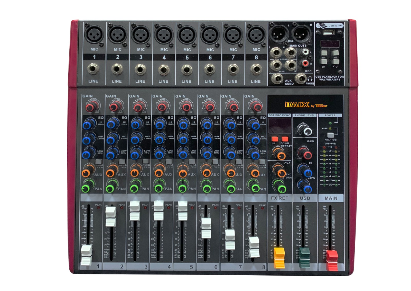 IMIX MS-812FX 8 channel 16DSP FX USB MP3 player 8 mic input audio mixer ...