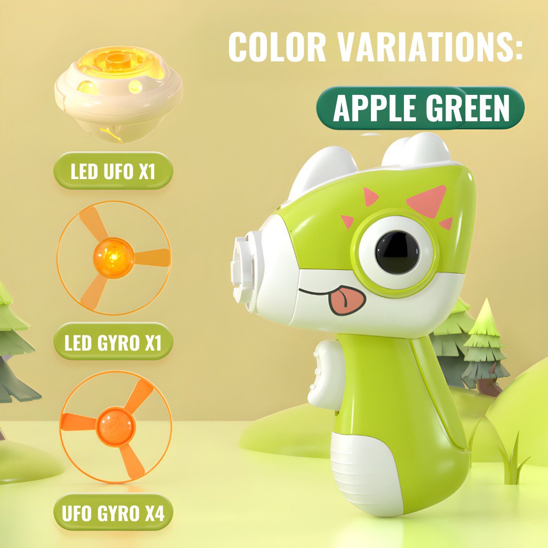 BYJ Dinosaur UFO Gyro Flying Disc Helicopter Toy Launcher with 6 Pieces ...