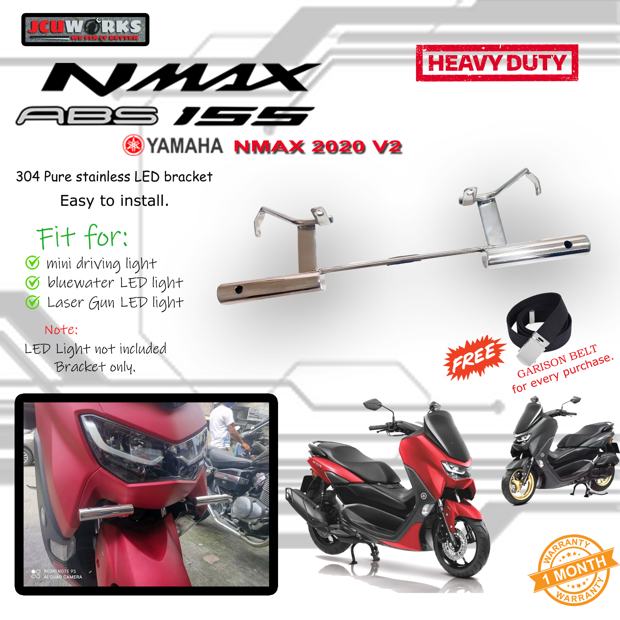 YAMAHA NMAX 2020 V2 LED [Stainless] [Bracket] for [LED lights] | Lazada PH