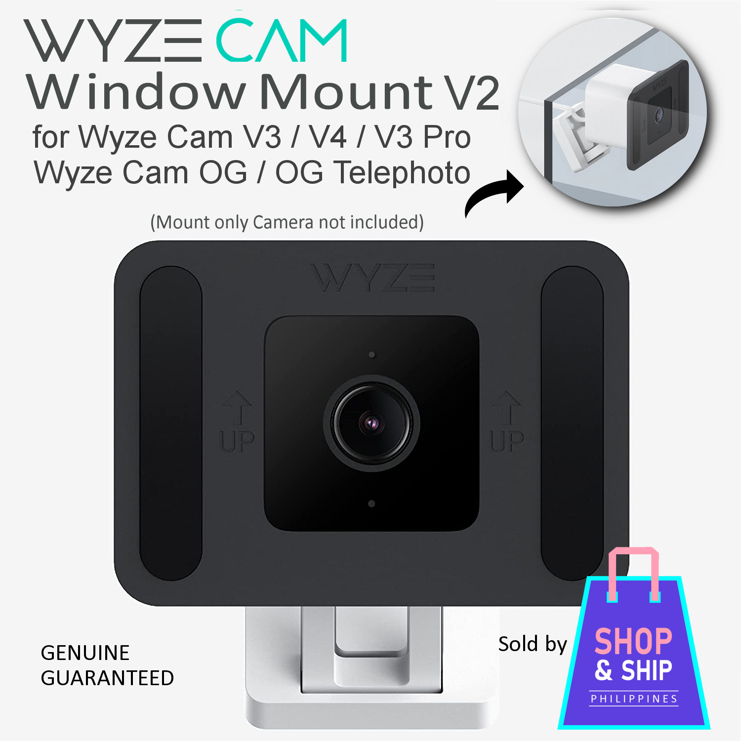 Wyze Window Mount version 2 for Wyze Cam V3, Wyze Cam V4, Wyze Cam V3 ...